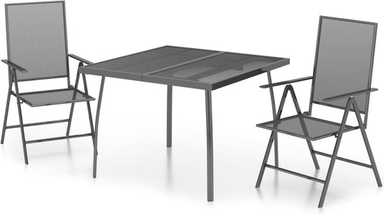 vidaXL 3-delige Tuinset Staal Antracietkleurig | bol