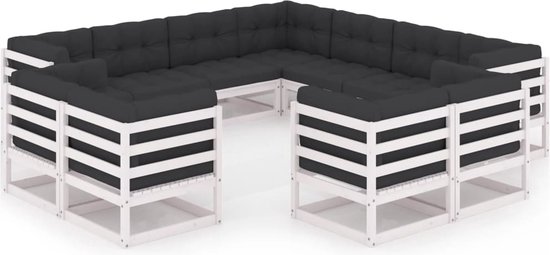vidaXL Loungeset - 11-delig - Grenenhout - Wit | bol