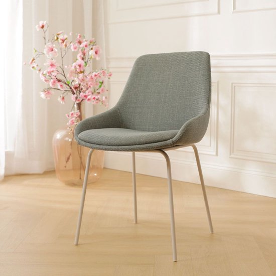 Nolon Nora-Isa Eetkamerstoel Groen - Stof - Wit Onderstel - Design ...
