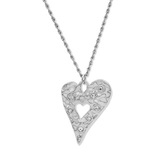 CO88 Collection - 8CN-26473 - schakelketting vrouwen hammered hart met ...