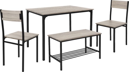 Eetkamerset met bank 4-delig met eettafel en stoelen Sonoma eiken ...