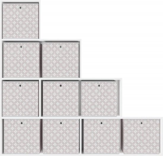 vidaXL Opbergboxen - 10 stuks - Inklapbaar - Crème | bol