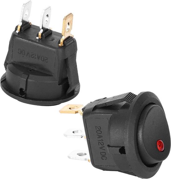Round Rocker Switch 12V 20A - Pack of 10 - Ideal for Building ...