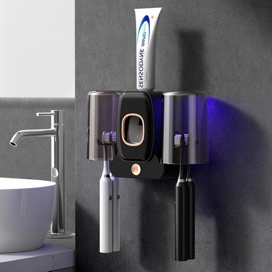 UV-tandenborsteldesinfectiemiddel - Tandenborstelhouder met Sterilisatiefunctie - Zwart | bol