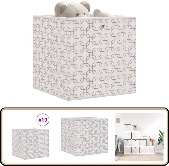 vidaXL Opbergboxen - 10 stuks - Inklapbaar - Crème Opbergbox ...
