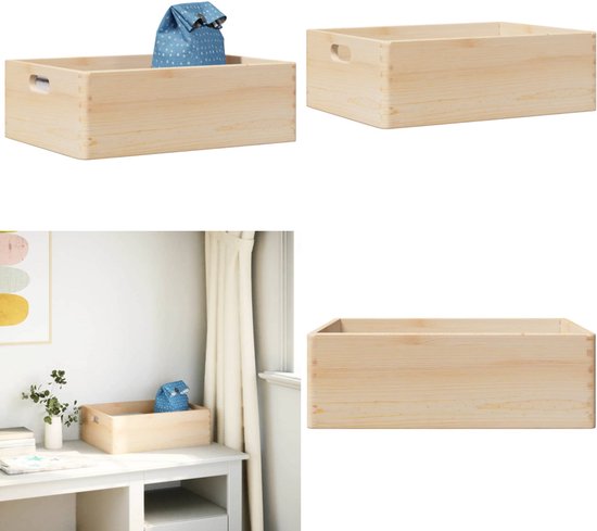 vidaXL Houten kist met handvatten 40x30x13 cm massief grenenhout ...