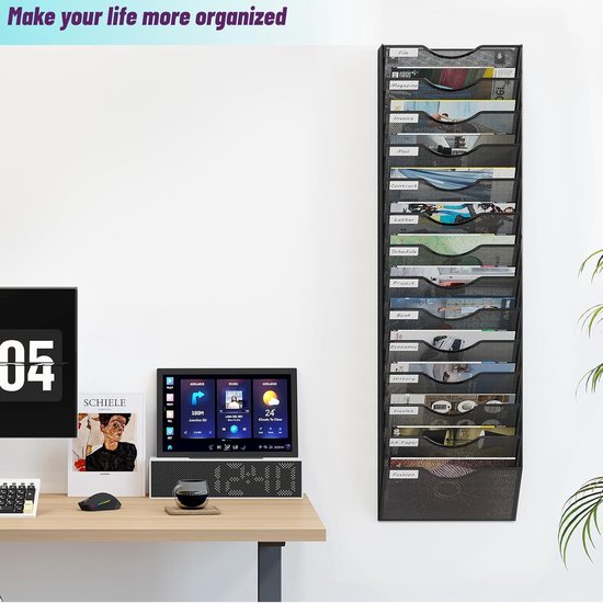 Goodivery ® 14 vakken krantenhouder wand, mesh brochurehouder wand ...