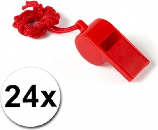 24 rode fluitjes aan koord | bol