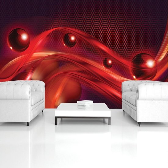 Fotobehang - Vlies Behang - Modern Patroon - Abstract - Rood - 416 x ...