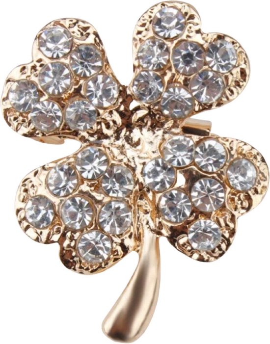 Klaver Klavertje Vier Broche Sierspeld Model D 2.2 cm / 2.8 cm / Goud ...