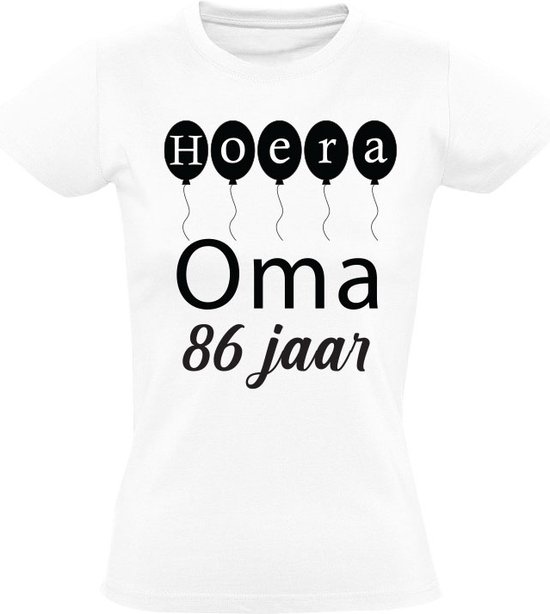 Hoera oma 86 jaar Dames T-shirt - verjaardag - feest - oma ...