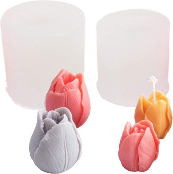 Kaars mal,Tulp Mould- 2 stuks 3D tulp kaars mallen tulp bloemvormige ...