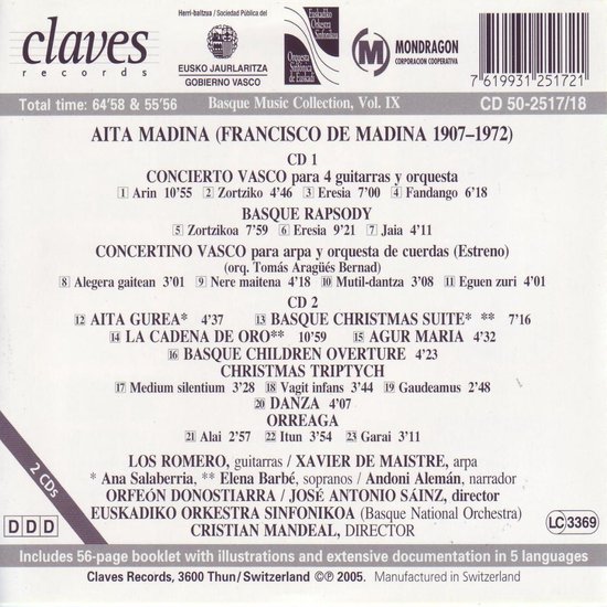 Basque Music Collection Vol. Ix, Euskadiko Orkestra Sinfonikoa | CD ...