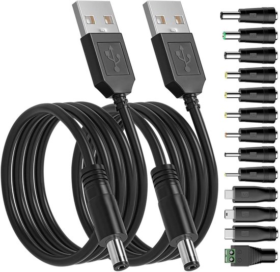 Universal Power Cable with USB to DC Cable - 13 Plugs (65 x 44 mm; 63 x ...