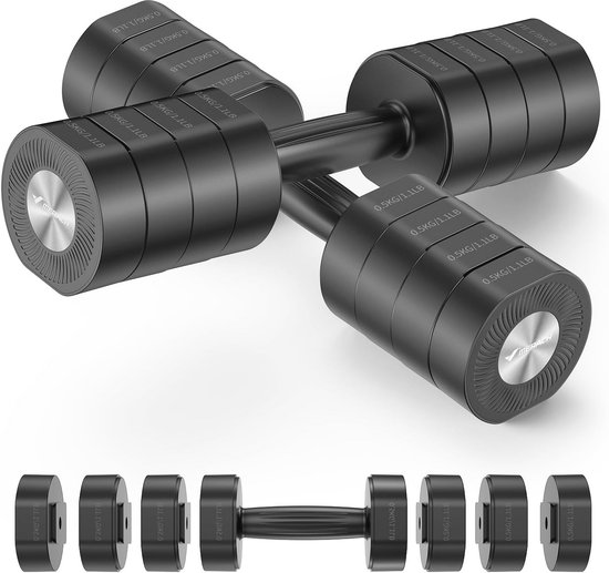 Verstelbare Korte Halters Set van 2 - 4-in-1 Dumbbells voor Dames - 1-4 ...