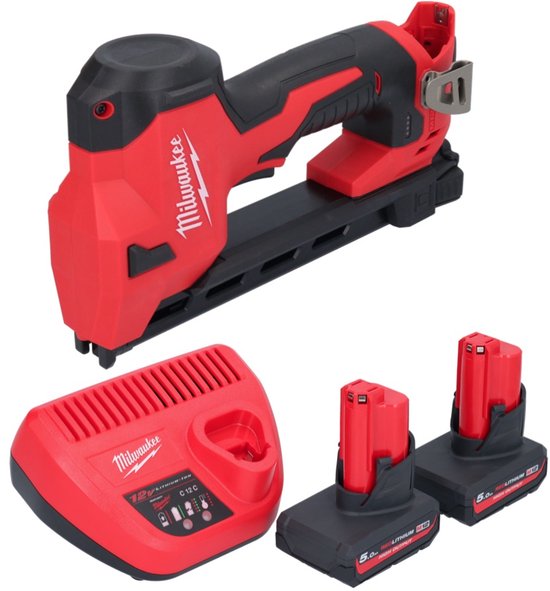 Milwaukee M12 BCST-502 accu tacker 12 V 19 x 25,4 mm + 2x accu 5.0 Ah ...
