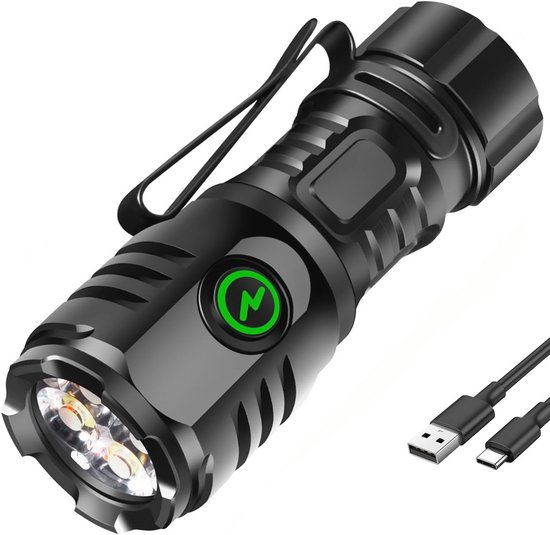 Zaklamp 5000 Lumen met 8 Modi - Oplaadbare en Lichtgewicht EDC Mini ...