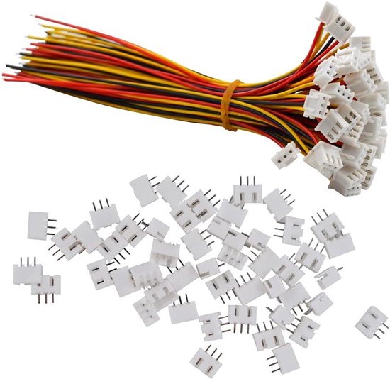 50 Paar Mini Micro JST-XH 2.54mm 3-Pins Connectorstekker met Kabel 15cm | bol