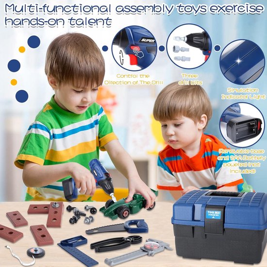 73 Piece Kids Tool Box Toy Set with Electric Toy Drill - Role Play ...