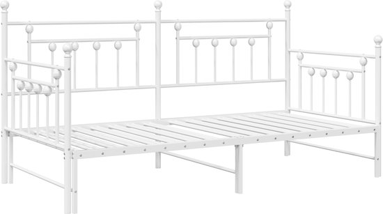 vidaXL - Ligbedframe - met - Uittrekbed - in - Wit - - - 90x190 - cm ...
