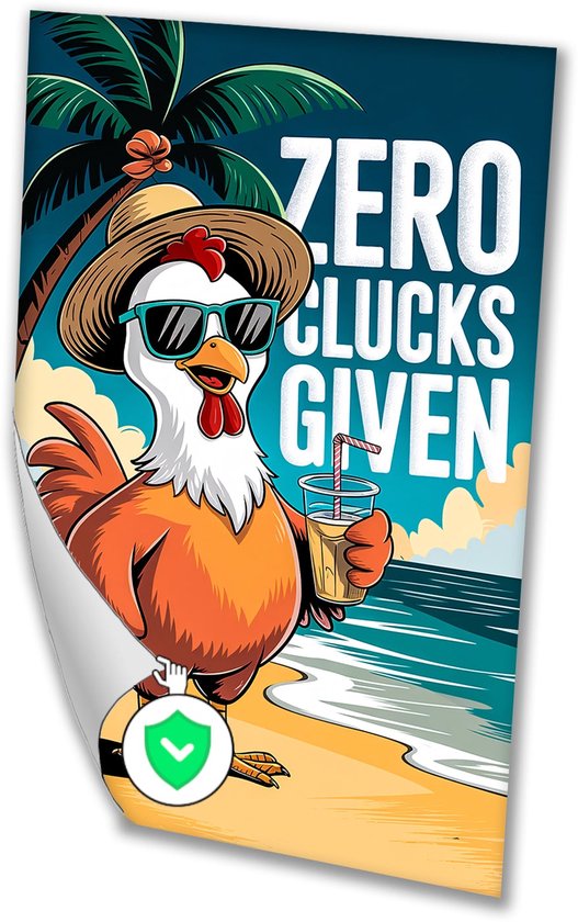 Humoristische kip op tropisch strand - Humor muurdecoratie - Poster kip ...
