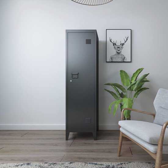 Metalen Lockerkast met 2 Planken - Afsluitbare Garderobekast 137x38x38 ...