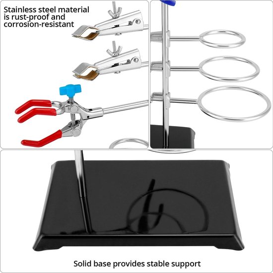 Inovra - Laboratorium statief set 60 cm met verstelbare clips en ronde ...