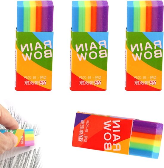 Rainbow Erasers 4 Pack Children's Erasers Soft Drawing Rubber for ...