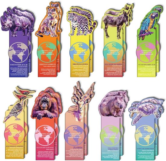 Children's Animal Bookmarks - Set of 20 Sheets for Tracking Reading ...