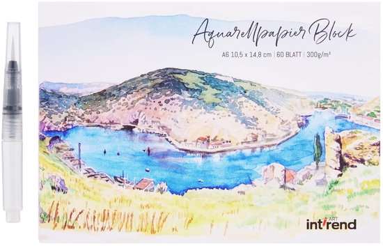 int!rend Aquarelpapier, 300 g, DIN A6, 60 vellen, wit, gelijmd ...
