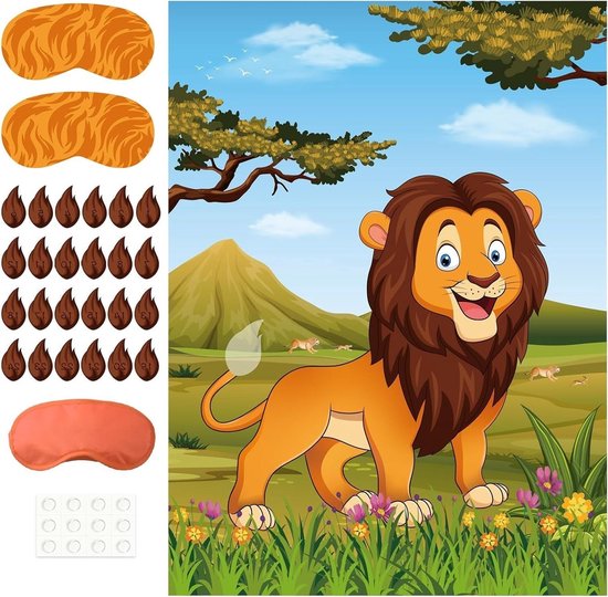 Pin The Tail on The Lion - Party Game for Kids | Poster for Lion Party ...