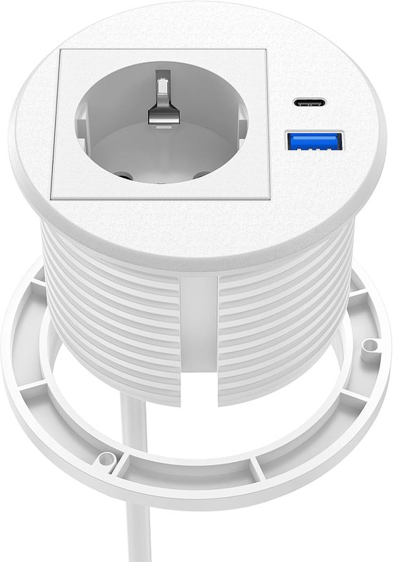 Inbouwstopcontact met USB C PD 20W - Uittrekbaar bureau stopcontact ...