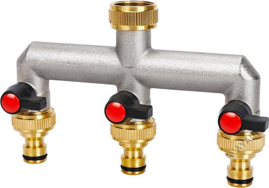 3-weg waterverdeler, 3-weg verdeler water 3/4 inch messing wateraansluiting verdeler,... | bol