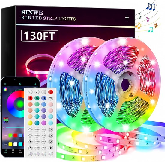 40m RGB LED Strip - Dimbare Smart Verlichting met App en ...