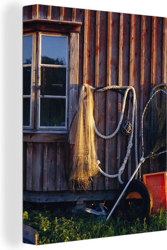 Peintures sur toile - Cabanon avec matériel de pêche - 90x120 cm ...