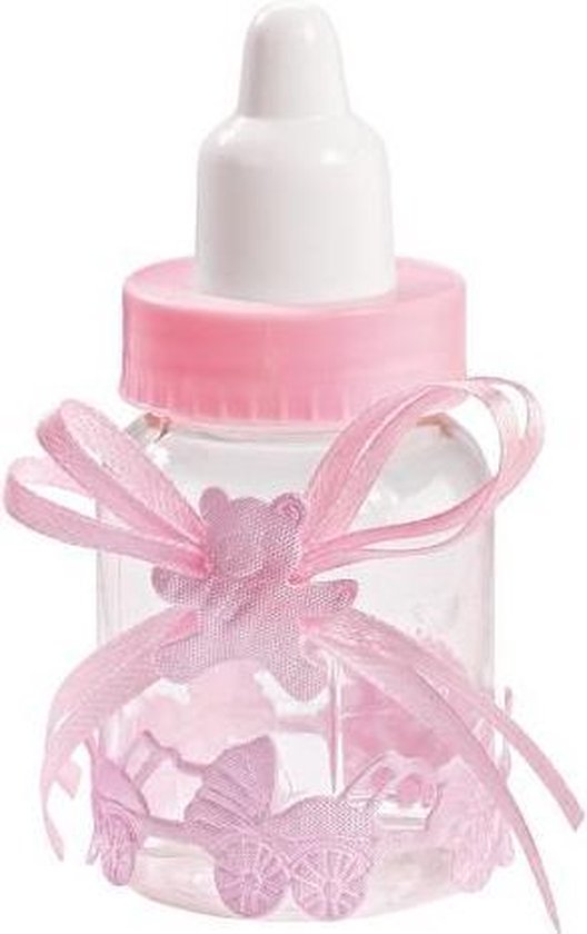 Babyfles, roze, 4 x 9 cm, buidel met 3 st | bol