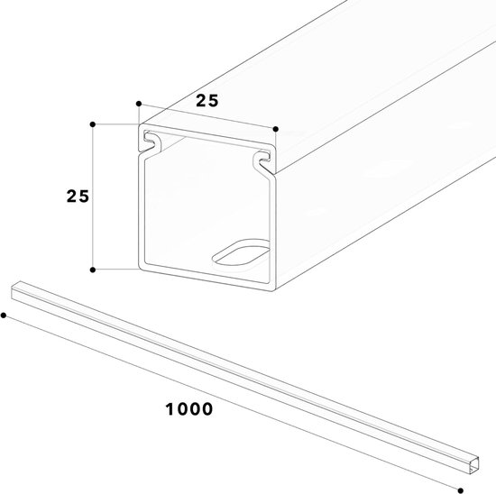 Kabelgoot 25x25 mm - PVC, zwart - 1 meter | bol