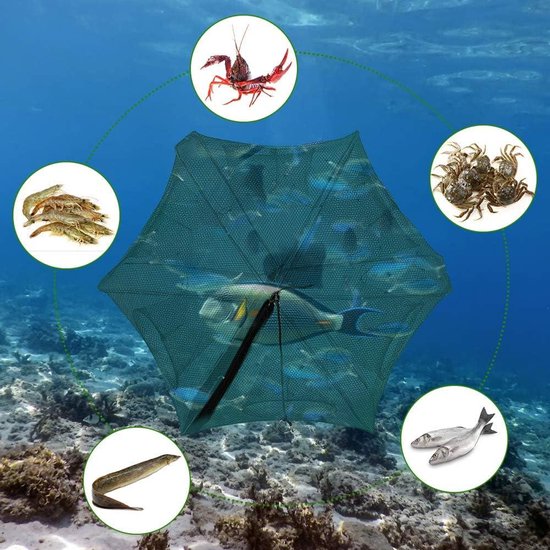 Mesh Vissen Val Netto Opvouwbare Nylon Krab Visnet Garnalen Netto Hand ...