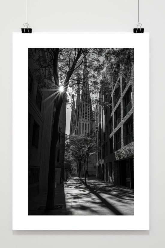 Barcelona Poster - Steden Posters - Zwart Wit - Passe-Partouts Effect ...