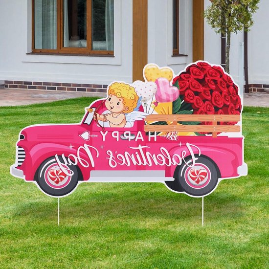 Valentijnsdag Tuinbord 53x31cm - Vrachtwagen Gazonbord met Inzet Engel ...