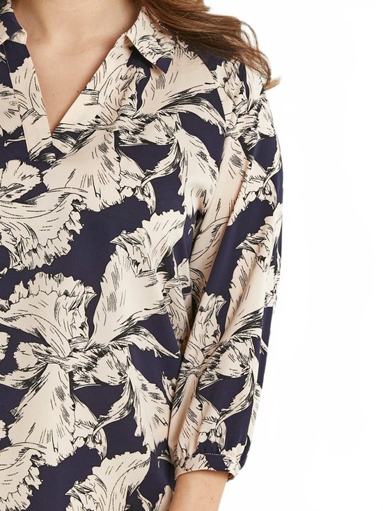 Lange tuniek met grafische overhemdkraag | bol