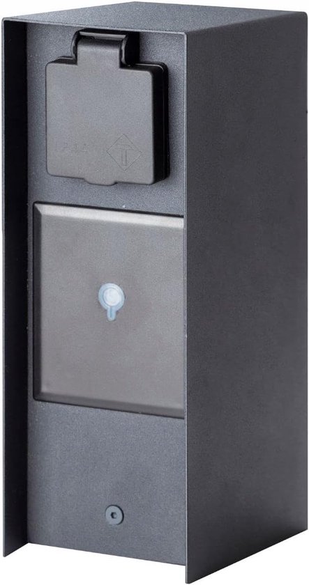 Stopcontactzuil I 3-voudig I Smart-Home I RVS I Antraciet I Vierkant I ...