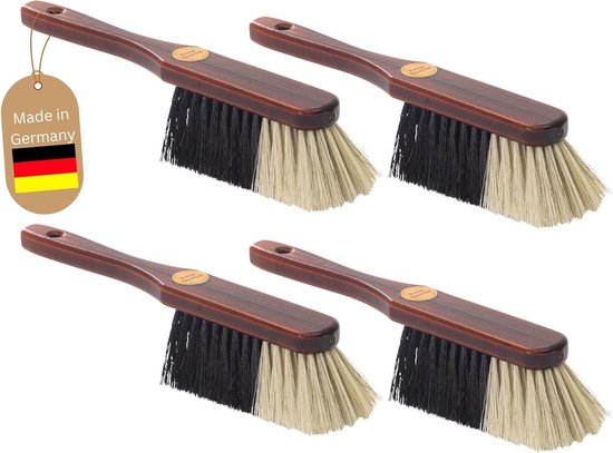 4x handbezems met paardenhaarmengsel, zachte borstelharen - bruin ...