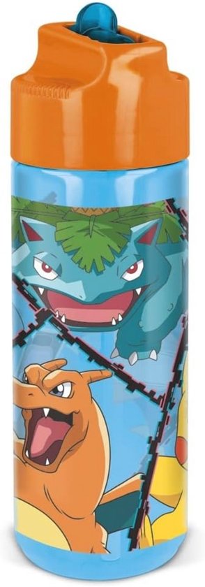 Pokémon Drinkfles 540 ml - Transparant Blauw-Oranje, Herbruikbare Tritan Fles voor... | bol