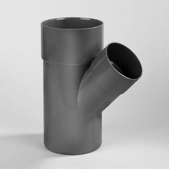 Dyka Verloop T-stuk met 2x mof en 1x spie 45° PVC grijs keurmerk BRL52100 75 x 40mm | bol