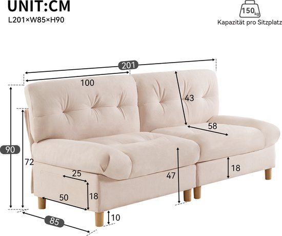 2-zits sofa - bank met opbergruimte van Teddy - gestoffeerde bank ...