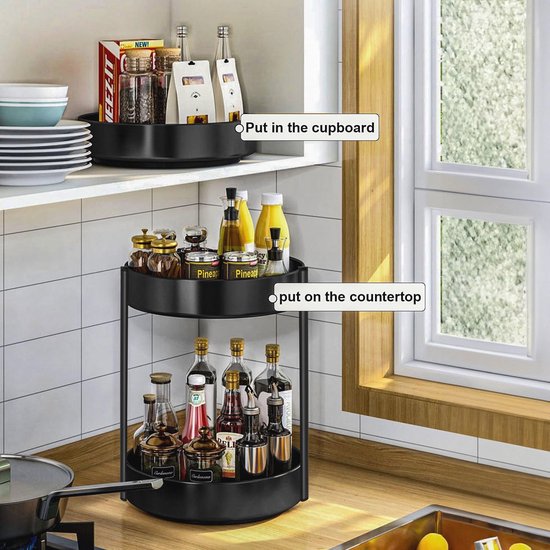 Draaiplateau Organiser 30 cm – 360° Draaibaar Keukenrek met 2 Etages voor... | bol