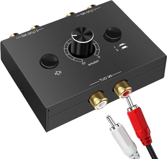 Cinch Stereo Audio Switch 2 (1)-IN-1(2)-Out R/L Stereo Audio Switch met ...