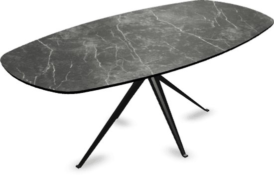 Melamine eettafel marmer zwart - Deens ovaal - Anna onderstel - marmer ...
