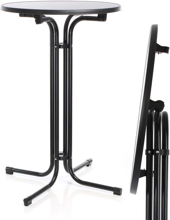 Inklapbare Ronde Statafel Ø80 cm Zwart voor Binnen en Buiten - Verstelbare Tafel | bol